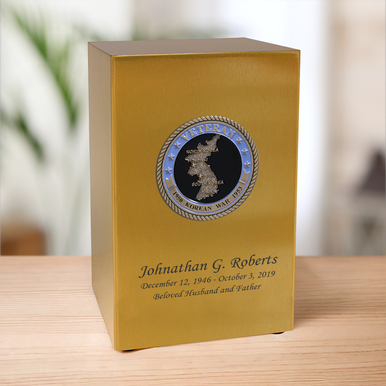 Korean War Veteran Hero Medallion Bronze Finish Beaumont Cremation Urn ...