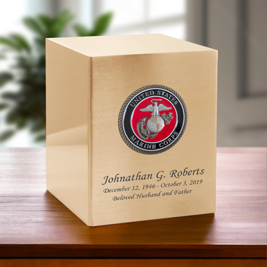 Marine Corps Hero Medallion Seamless Bronze Cremation Urn