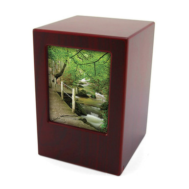Photo Cherry Finish MDF Wood Cremation Urn - Case Quantity