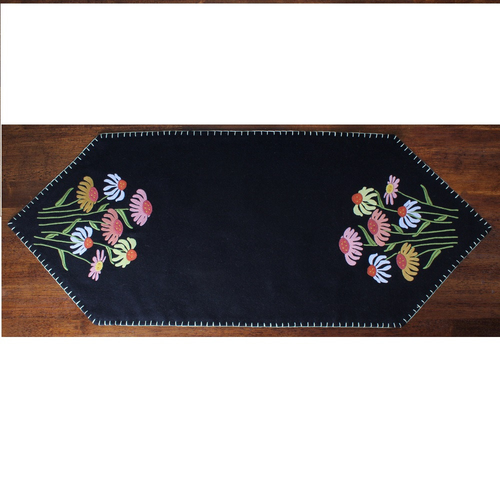 Cone Flowers Wool Felt Table Runner - Schrock Shoppes