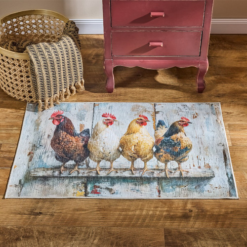 FOUR CHICKENS IN A ROW WASHABLE RUG 24X38 - Schrock Shoppes