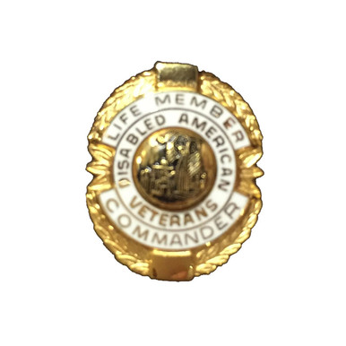 White Commander Life Member Officer Lapel Pin - DAV