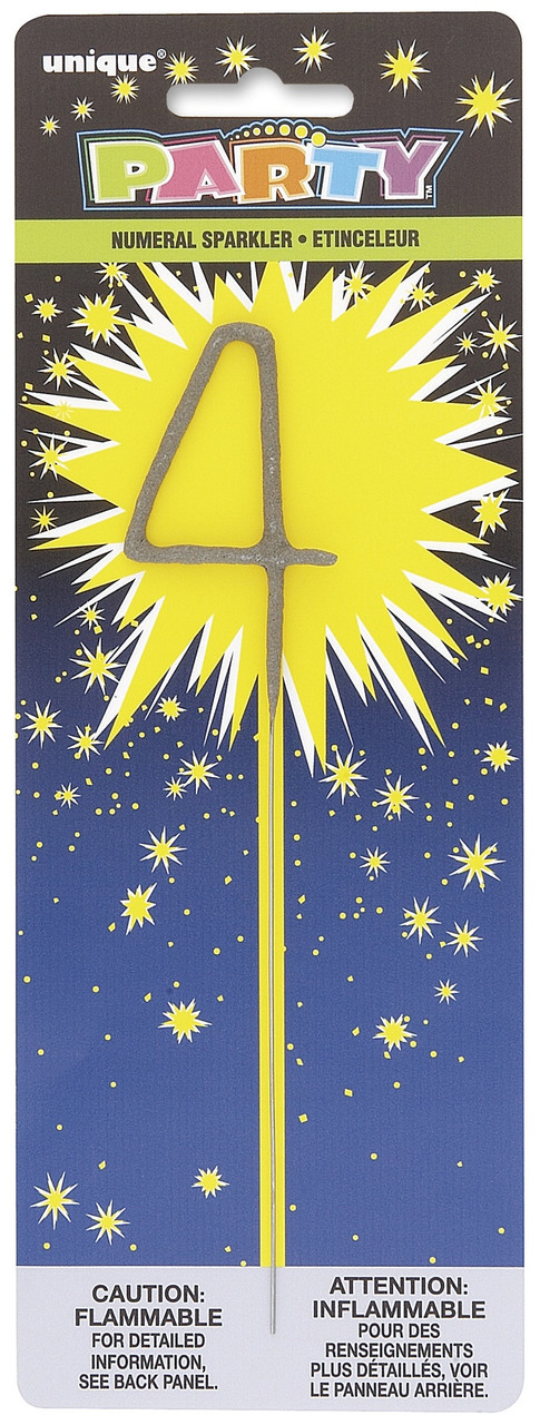 7" Sparkler Number 4 Cake Topper Candle