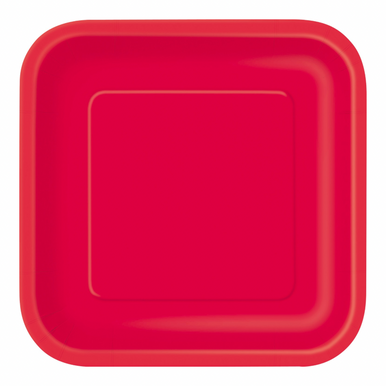 Red Square Paper Plates | 6 7/8 in (16 ct)