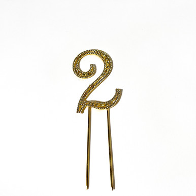 Gold and Silver Rhinestone Number 2 Cake Topper Monogram - Elegant Cake ...