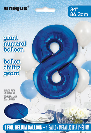 34" Balloon Number 8 in Blue