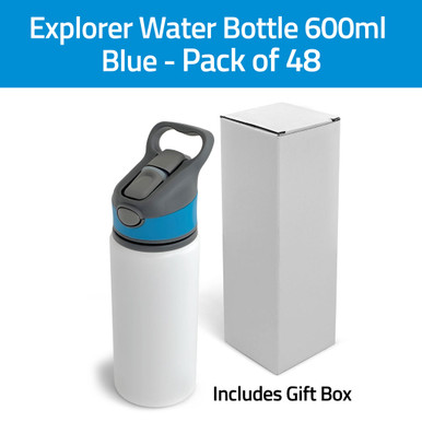 Explorer Water Bottle 600ml - Blue and Gift Box - Pack of 48