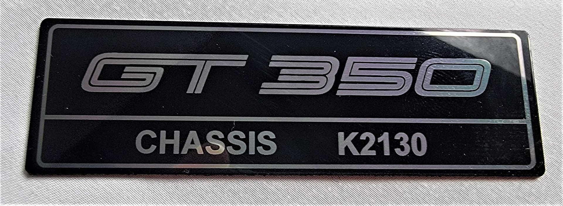GT350 Customized Chassis number plate for crank stand display - Carroll ...