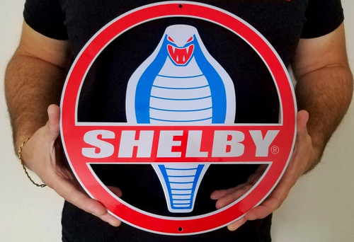 SHELBY COBRA SNAKE – ROUND METAL SIGN - Carroll Shelby Racing