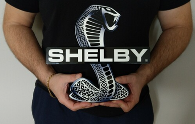 SHELBY SNAKE SIGN - BLACK SHELBY BAR - Carroll Shelby Racing
