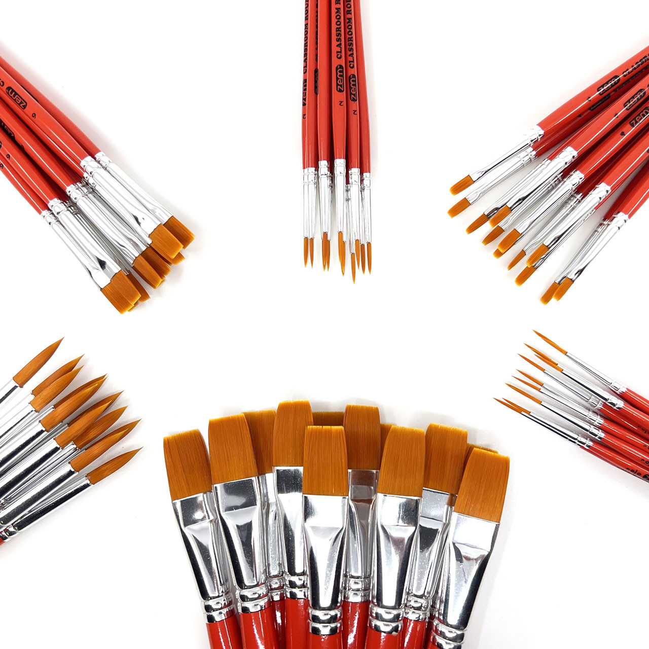 ZEM CLB-5 Classroom Artist Brush Box Set Combo Mix 72 pcs