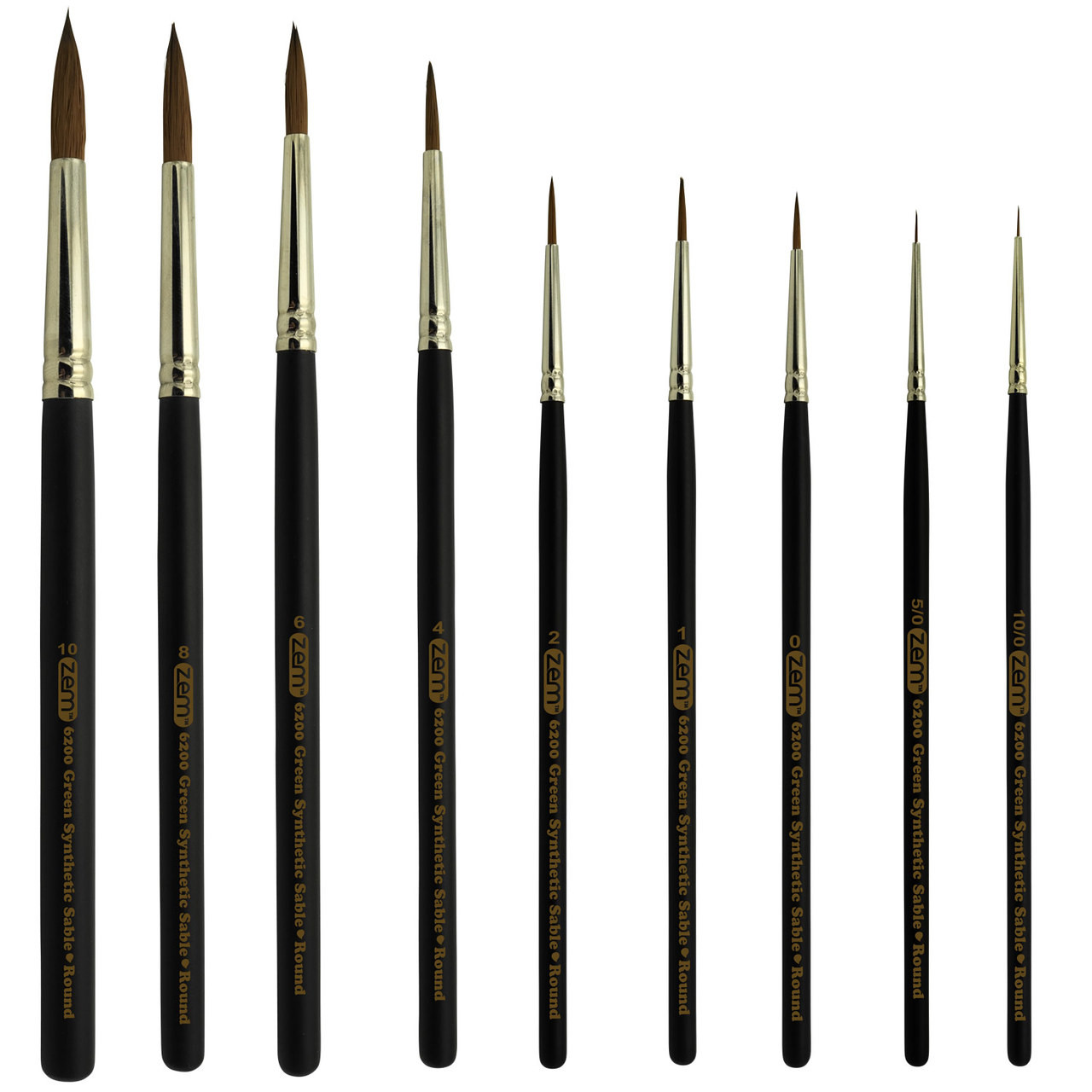 AS-140 Synthetic Sable Rounds Artist Brush Combo (Set of 9) | Zem Brush