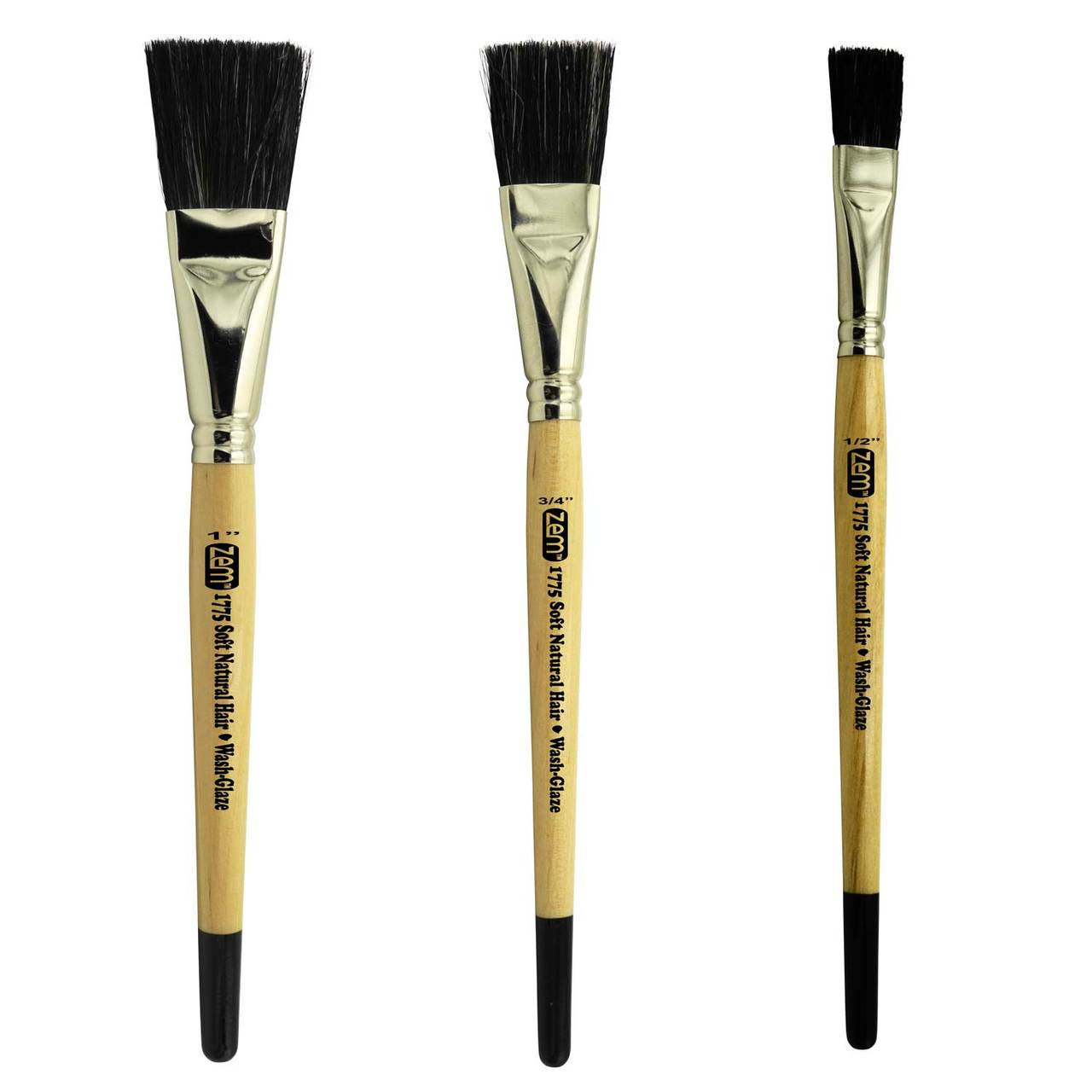 AS-190 Soft Ox Hair Wash/Glaze Combo Brush (Set of 3) | Zem Brush