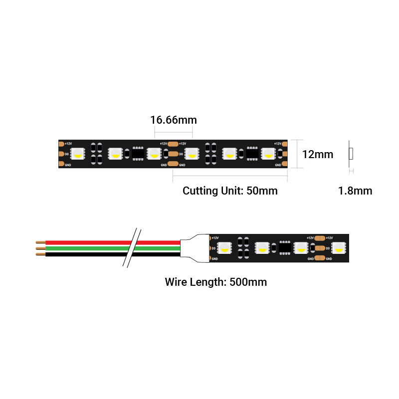 Toning Digital Pixel RGB+6K LED Strip Light, 5M - Ultra LEDs