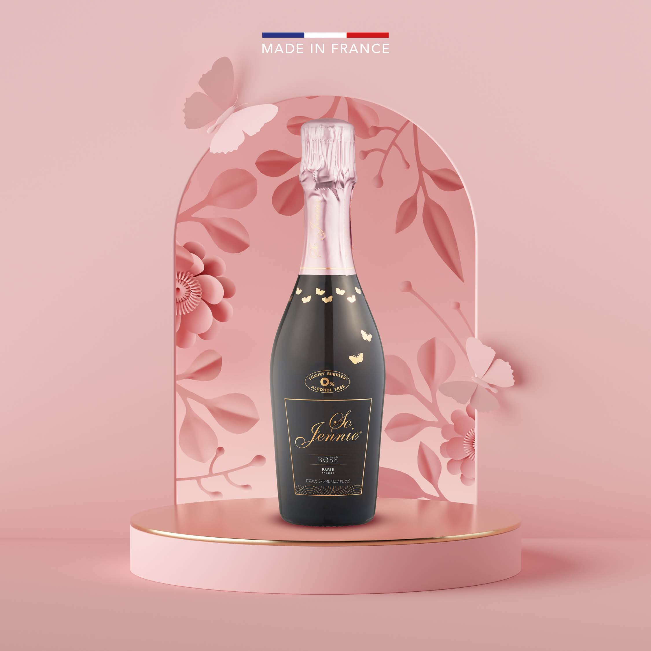 So Jennie Paris Rosé Non-Alcoholic Sparkling 375ml 6-Pack Half Bottles