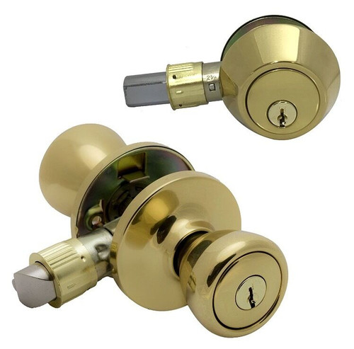 J & D Lock Company Mobile Home Entry Lock and Deadbolt Set, Brass (2 ...