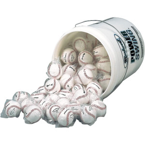 Top Grade Leather Cover 9" Practice Baseballs - Bucket of 3 Dozen