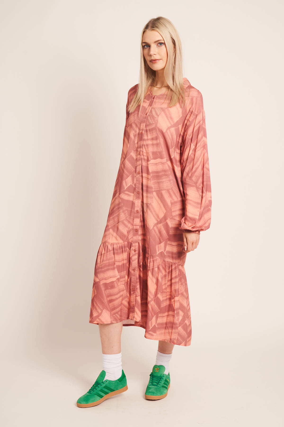 Ecovera Viscose Printed Smock Shirt Dress With Blouson Sleeves l ...