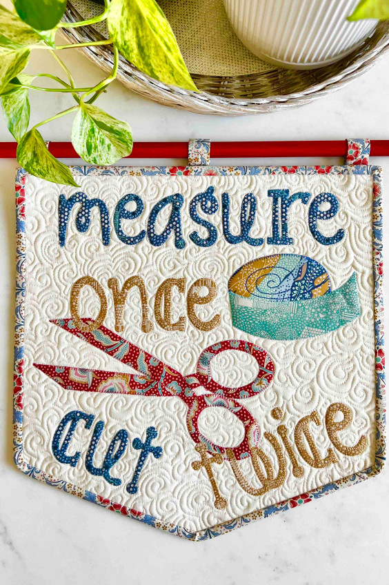 Measure Once Cuss Twice Mini Quilt Paper Pattern - Tied with A Ribbon