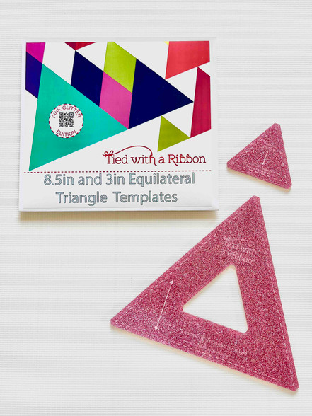 8.5in / 3in Combo EQ Triangle Template - Pink Glitter - Tied with A Ribbon