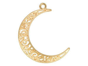 Rose Gold-Plated Filigree Moon Pendant