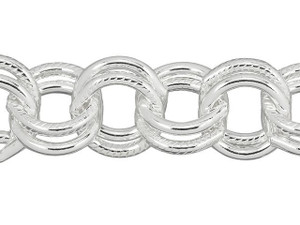 Silver-Plated Square Links on Round Cable Chain by the Foot