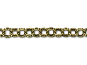 Antique Brass-Plated 3+1 Small Round and Oval Link Chain by the Foot