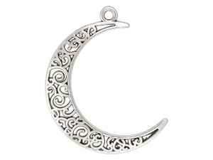 Rose Gold-Plated Filigree Moon Pendant