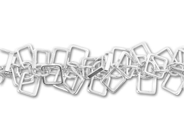 Silver-Plated Square Links on Round Cable Chain by the Foot