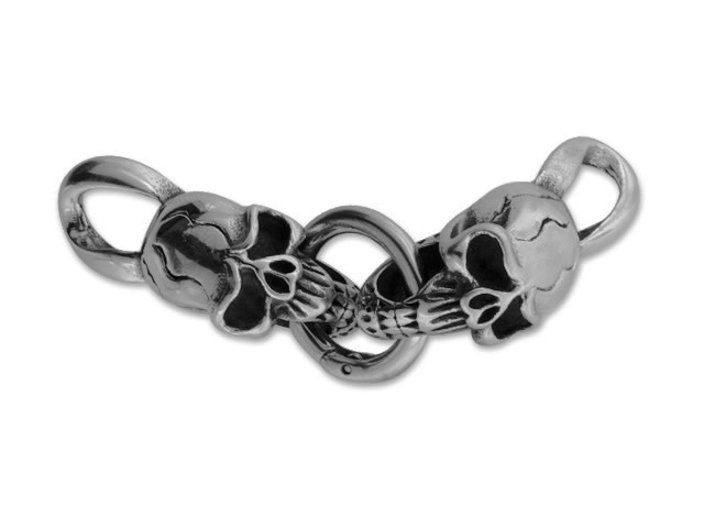 Stainless Steel 35 x 14mm/18mm Antique Silver Skull Clasp - Artbeads.com