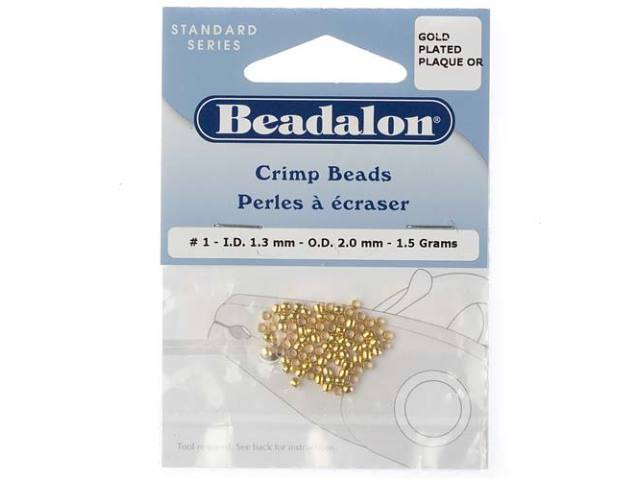 Beadalon Crimp Beads, 1.3mm, Gold Plated (85 Pieces) - Artbeads.com