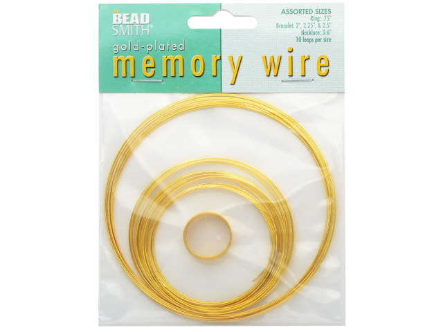 The Beadsmith Assorted Memory Wire Variety Pack - Gold Plated - 10 ...
