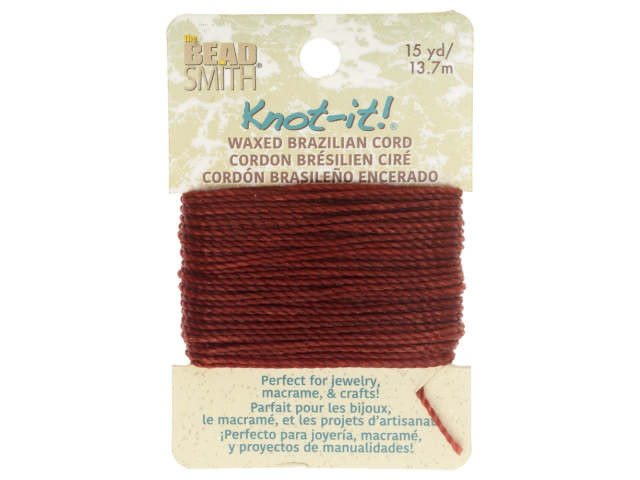 Knot-It Waxed Brazilian Cord, 2-Ply Polyester 0.7mm Thick, Terracotta ...