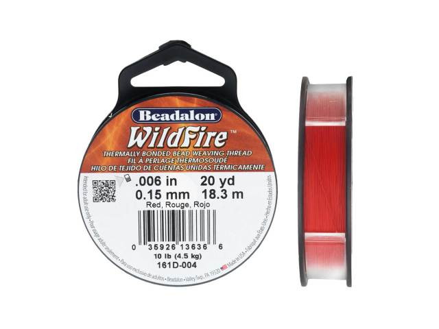 Wildfire Thermal Bonded Beading Thread, 20 Yard Spool, Red (.006 Inch ...