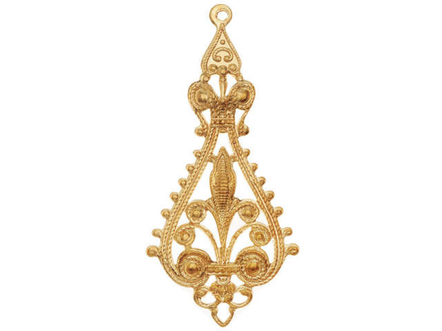 Vintaj Vogue Pendants, Filigree Etruscan Drop 55.5x25mm, Raw Brass (1 ...