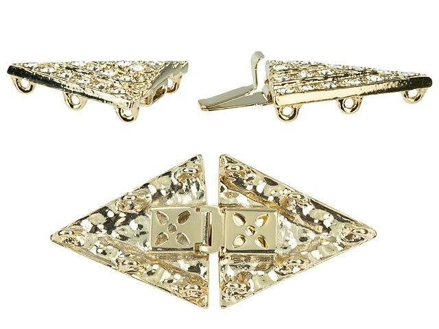 Gold-Plated 5-Strand Triangle Clasp with Clear Crystals - Artbeads.com
