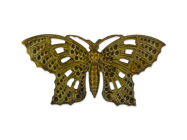 Brass Becky's Butterfly Embellishment with Patina - Artbeads.com