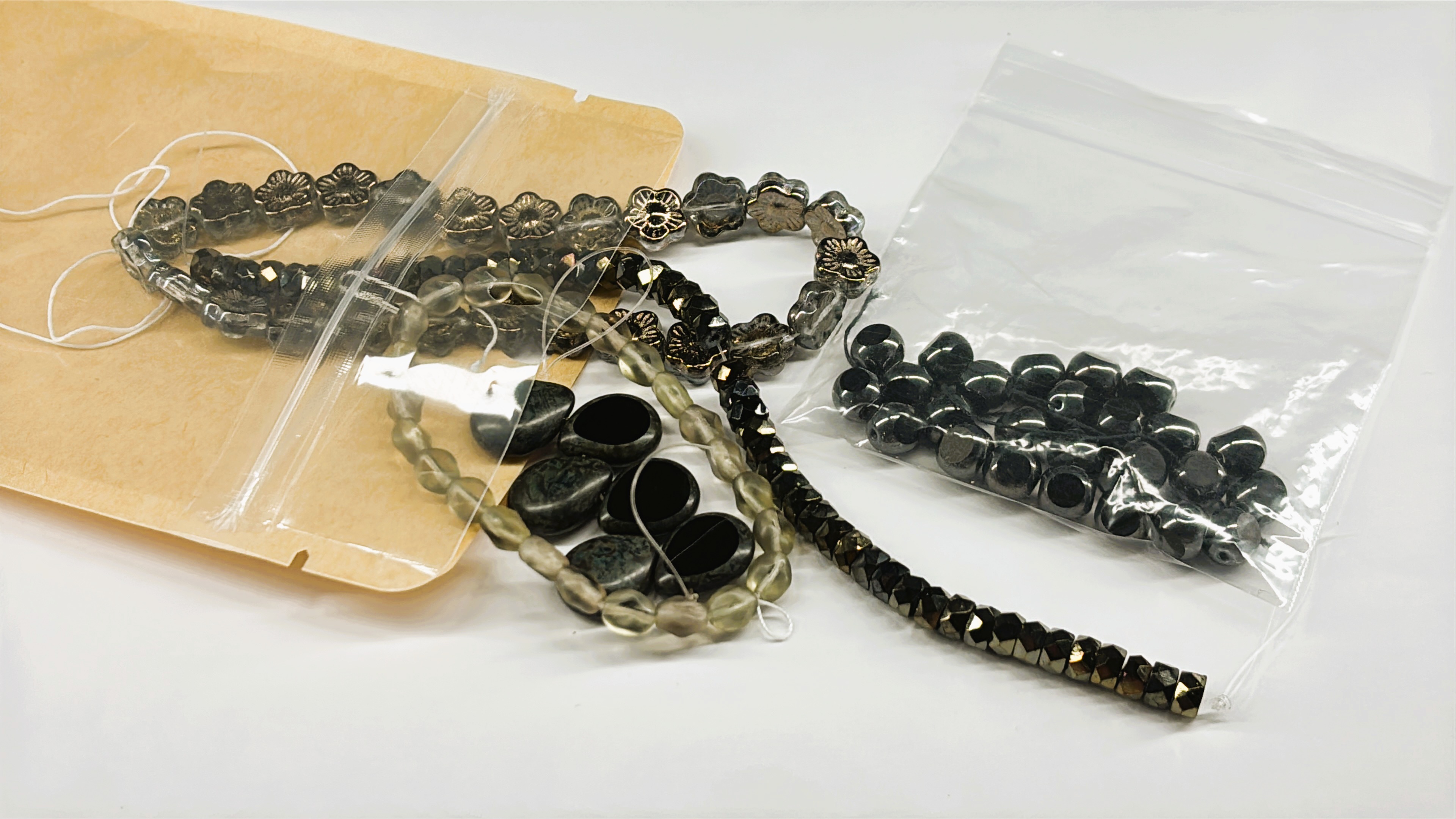 Vintage Czech Glass Bead Strand Assortment Packs Stormy Metals Mix