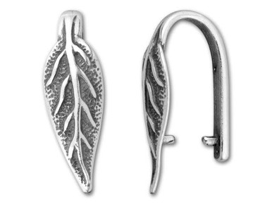 JBB Antique Silver-Plated Pewter Leaf Pinch Bail