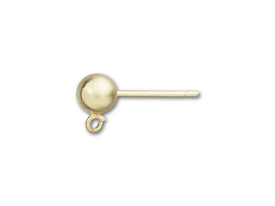 Satin Hamilton Gold-Plated Earring Post with Ring (1 Pair)