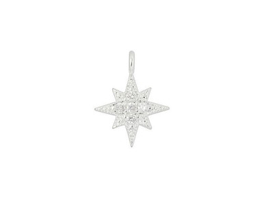 Silver-Plated North Star Charm with Rhinestones