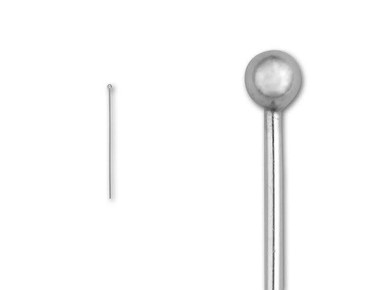 Sterling Silver 1.25-inch Ball-end Head Pin, 24 gauge