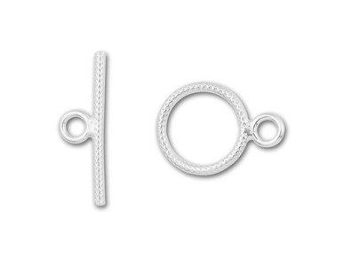 Sterling Silver Textured Round Toggle Clasp
