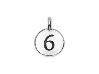 TierraCast Antique Silver-Plated Pewter Number 6 Charm
