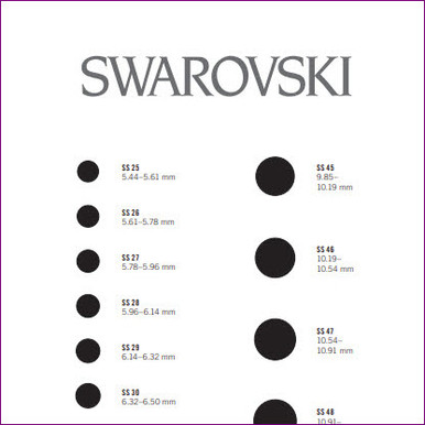 Table of Crystal Flatback Sizes