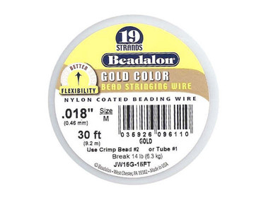Beadalon Gold Beading Wire 19 Strand 0.018" 30ft Spool | Artbeads