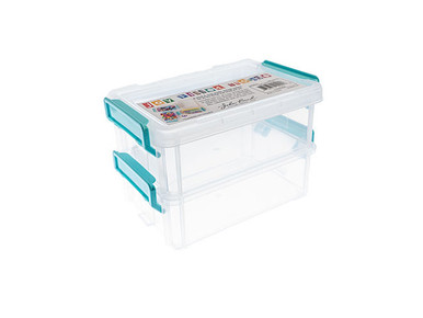 Joy Filled Storage - Stackable Clear with Turquoise Detail 2 Containers ...