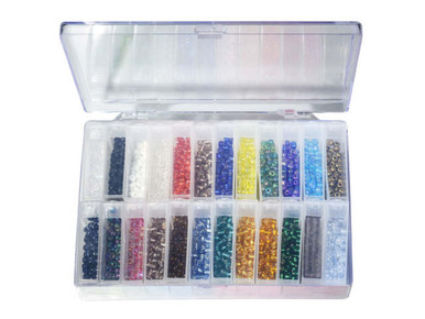 Basic Elements, Glass Seed Bead Assortment and Storage Container, Size ...