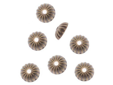 Antiqued Brass Small Corrugated Bead Caps 5mm (50 pcs) - Artbeads.com