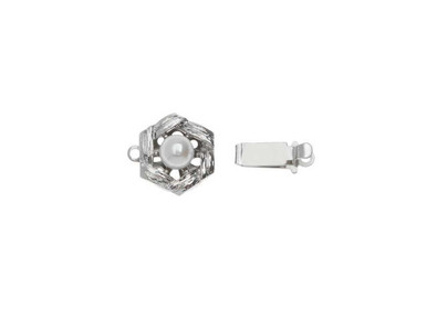 Elegant Elements, 1-Strand Hexagon Box Clasp with Crystal Pearl 11mm ...